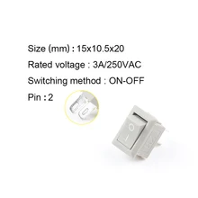 10 Pcs/lot KCD11 2 Pin 10x15mm Mini Push Button Switch SPST 3A 250V AC ...