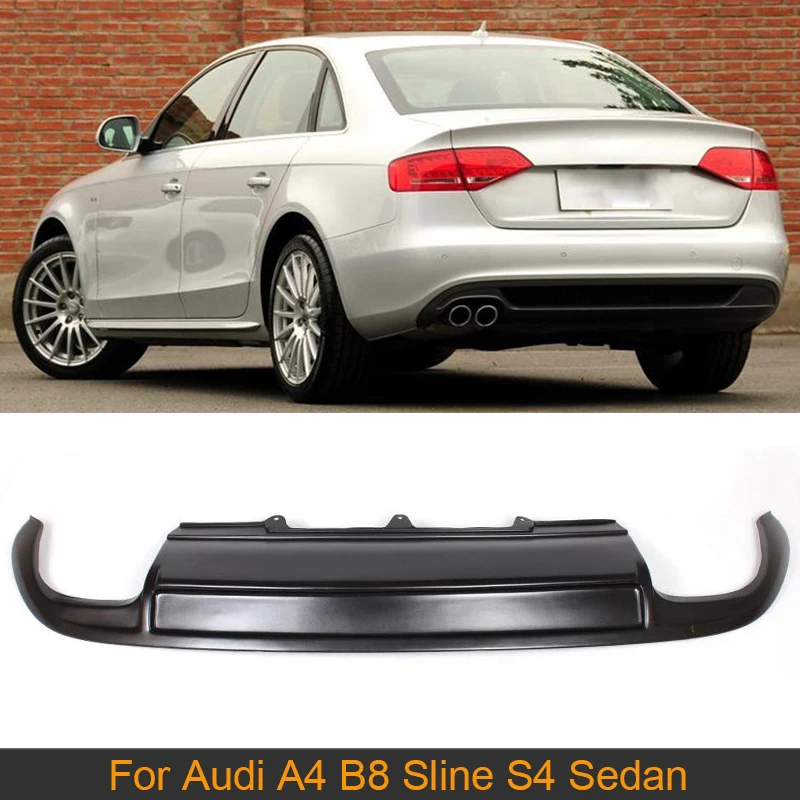 Black-FRP-Car-Rear-Diffuser-For-Audi-A4-B8-S4-Sline-Sedan-Only-2009 ...