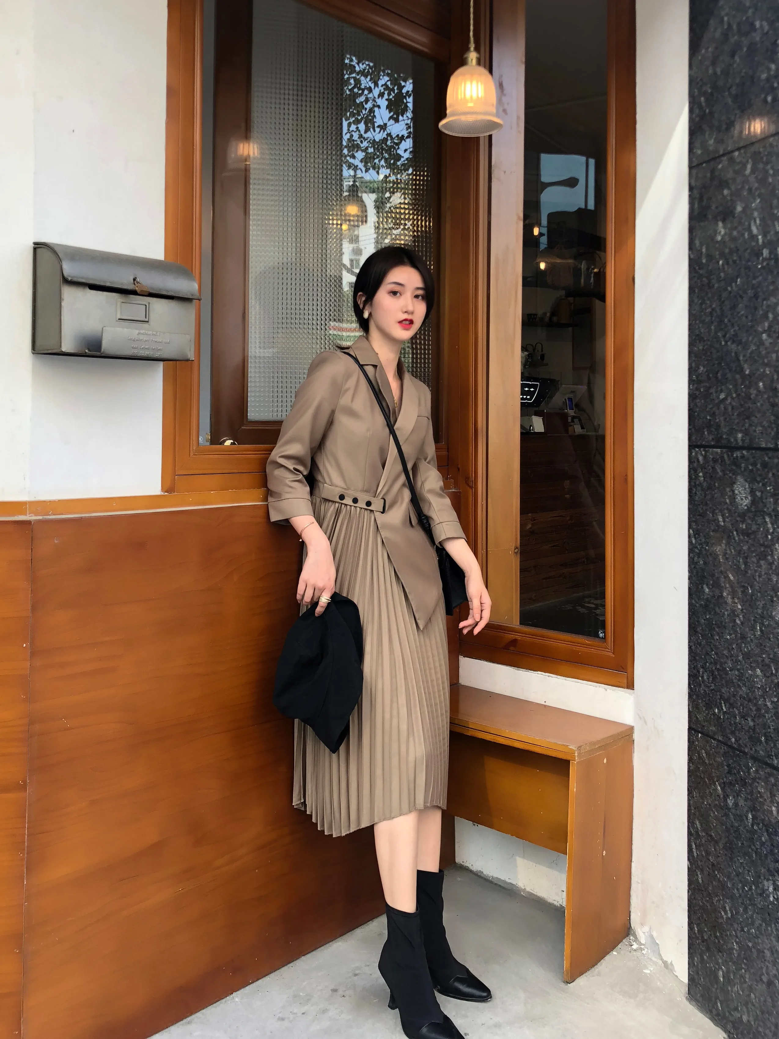 TVVOVVIN однотонное Плиссированное Платье женское осеннее приталенное с длинным рукавом тонкое ...