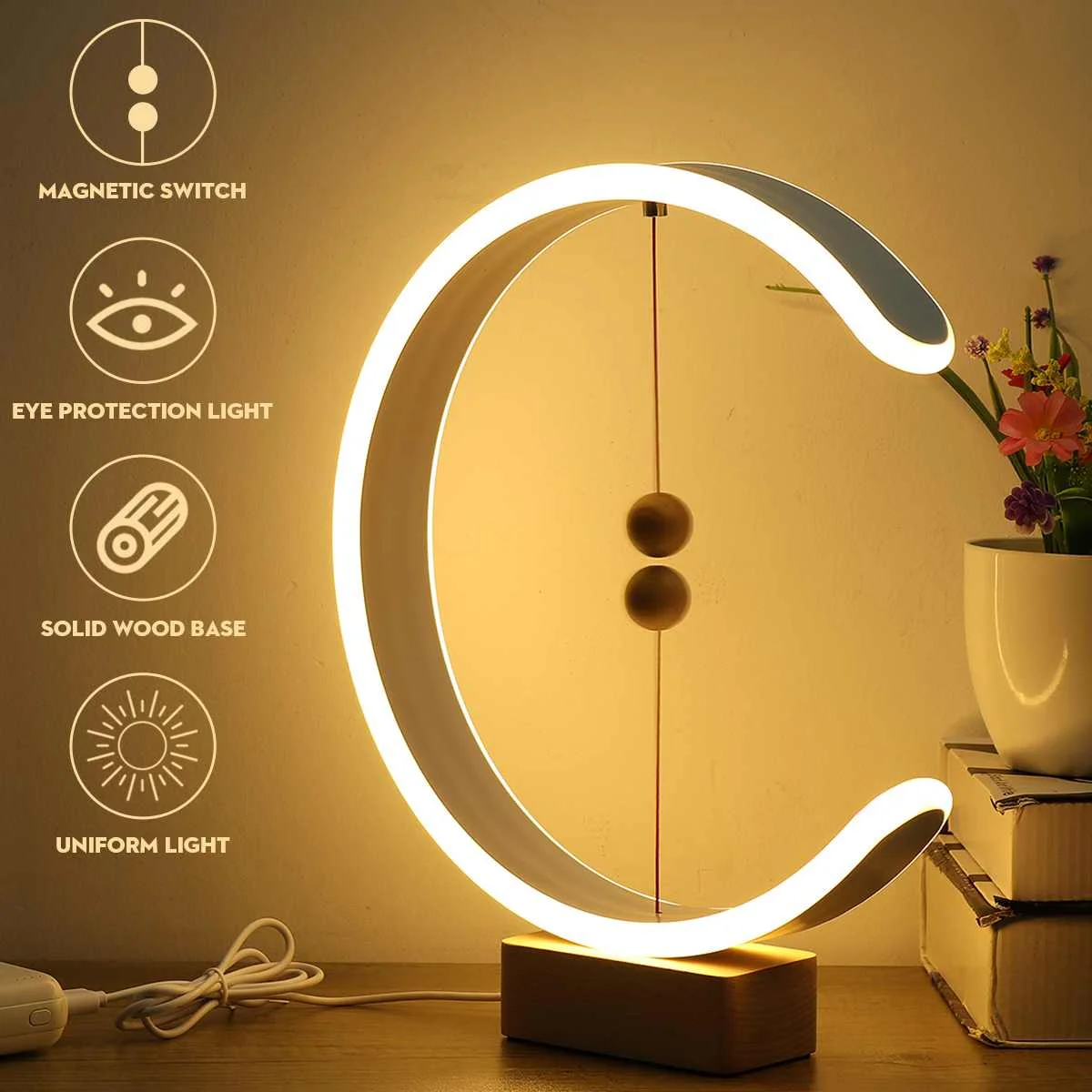 25cm Led Table Lamp Magnetic Bedroom Circular Desk Lamps For Living ...
