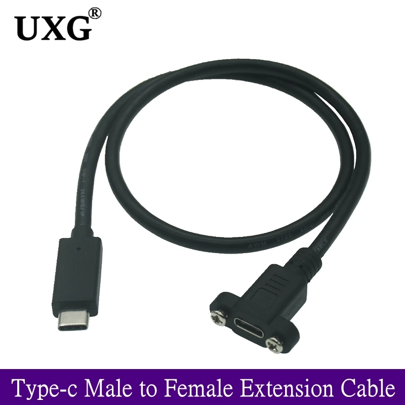 1m 0.5m Panel Mount Type-c Usb-c Male To Female Extension Cable With ...