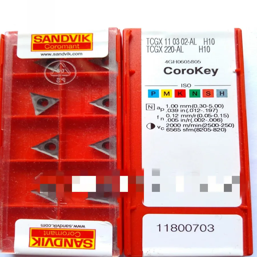 Sandvik Tcgx110302-al H10 Carbide Insets For Alu Internal Turning Tool ...