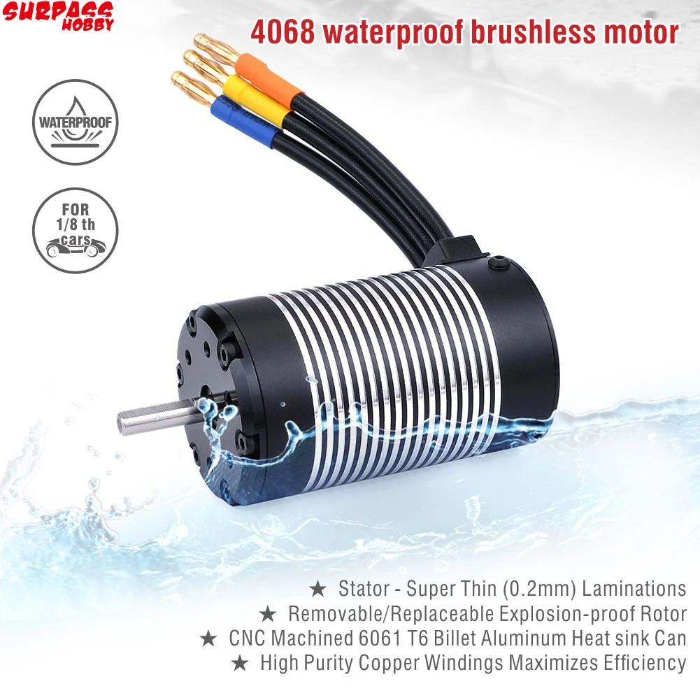 Rocket 4068 Waterproof Brushless Sensorless Motor 2650kv 2050kv 1900kv ...