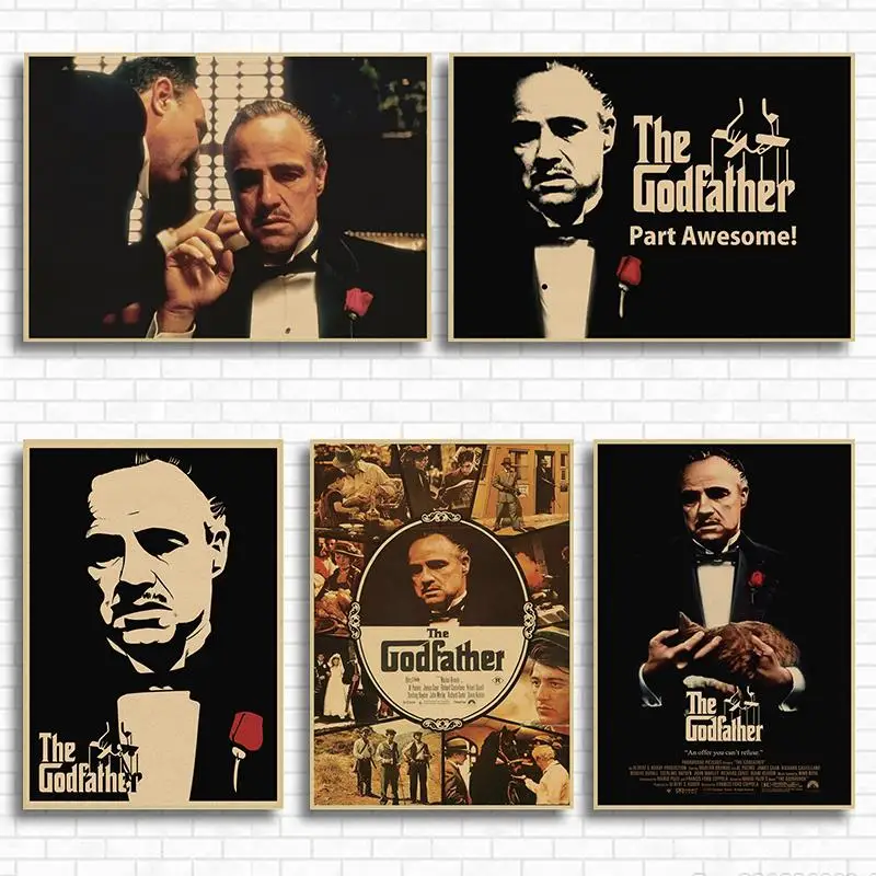 The Godfather Classic Gangster Movie Poster Old Video Room Decorative ...