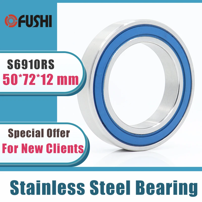2PCS-S6910RS-Bearing-50-72-12-mm-ABEC-3-440C-Stainless-Steel-S-6910RS ...