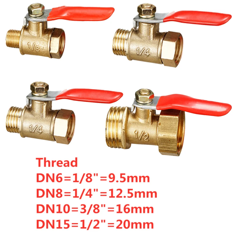 Brass Small Ball Valve 1/8" 1/4'' 3/8'' 1/2'' Female/male Thread Brass ...