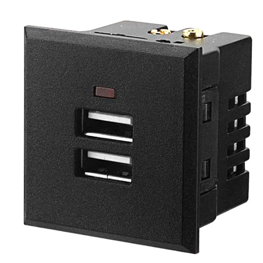New Double Usb Ac Power Panel Socket Embedded 2 Usb Desktop Receptacle ...