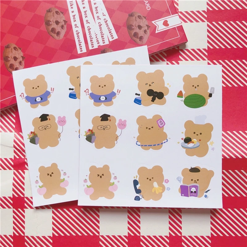 Kawaii Soft Bear Stickers Kids DIY Scrapbooking Stickers Mobile Phone ...