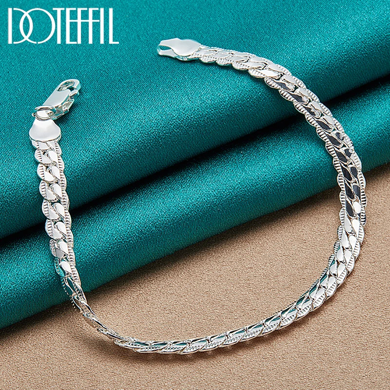 DOTEFFIL-925-Sterling-Silver-24K-Gold-6mm-Side-Chain-Bracelet-For-Women ...