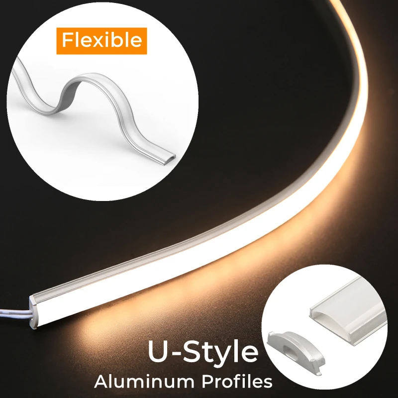 Perfiles flexibles de aluminio tipo U para Barra de luces LED Flexible ...