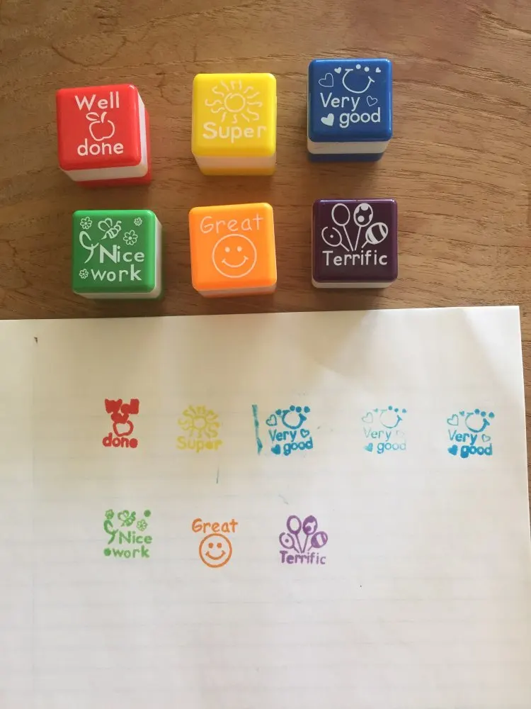 Cute Cartoon Kids Stamp Set Motivation Sticker School Scrapbooking ...