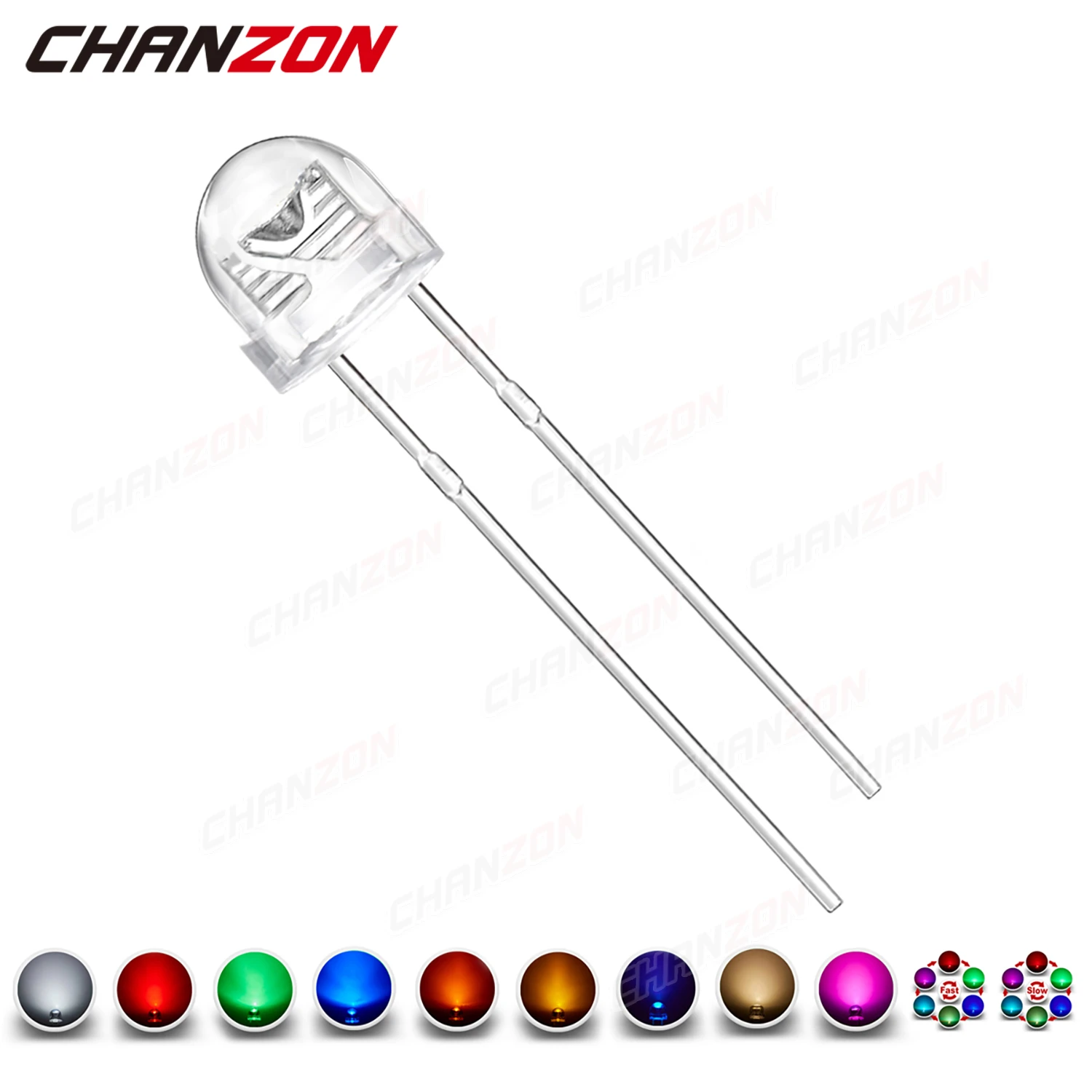 100pcs 5mm Led Diode Straw Hat Warm White Red Green Blue Uv Yellow ...