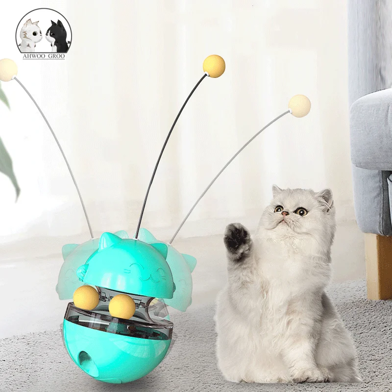 Funny Cats Slow Leaking Food Ball Pet Tumbler Self Teaser Stick Track ...