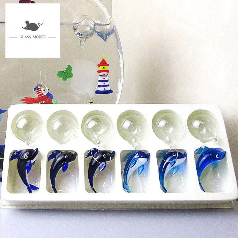 Floating glass Dolphin Fish tank decoration ornaments Miniature ...