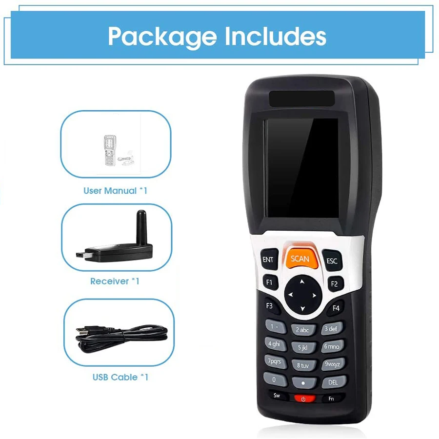 PDA Terminal device Wireless Barcode Inventory Scanner Portable 1D 2.4G ...