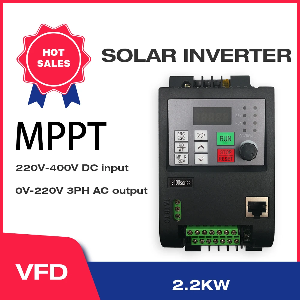 2.2KW VFD Solar Inverter 3HP Output 220V Water Pump Driver Speed ...