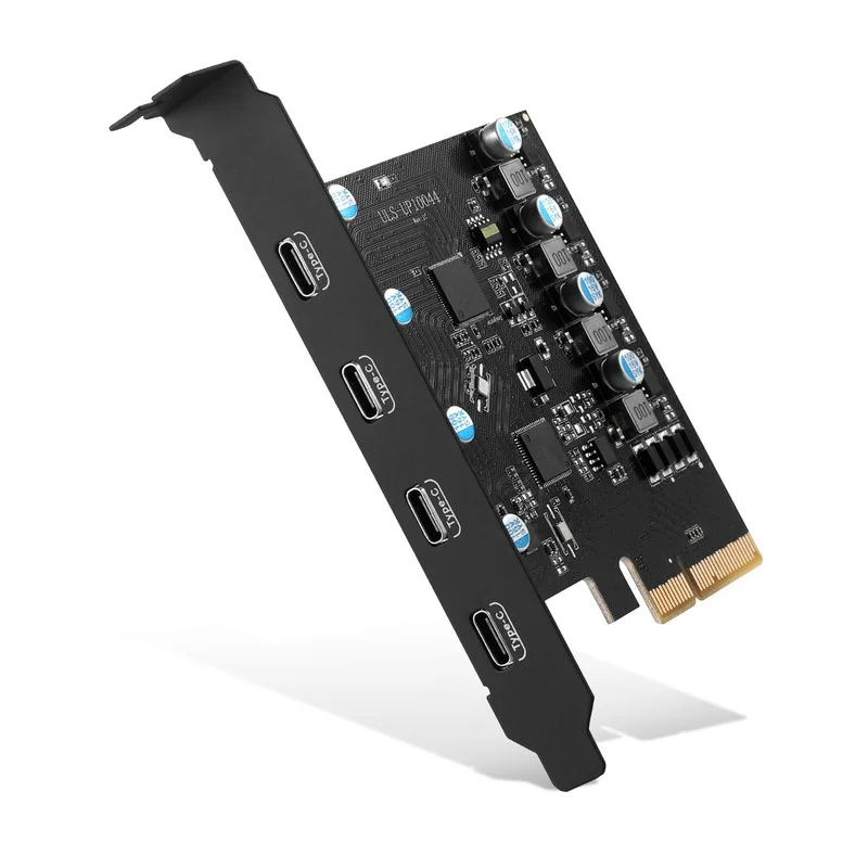 PCIe X4 USB 3.2 Gen2 카드 (10Gbps 대역폭 포함) 4 포트 유형 C 변환기 PCIE (USBC 어댑터 확장 ...