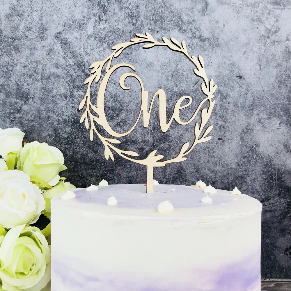 First-Happy-Birthday-party-Cake-Topper-Baby-Birthday-With-wreath-Cake ...