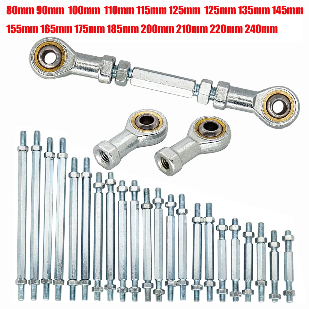 80-240mm-Steering-Tie-Rod-Kit-Ball-Joint-M8-Ball-Joiner-Bolt-Tie-Rod ...