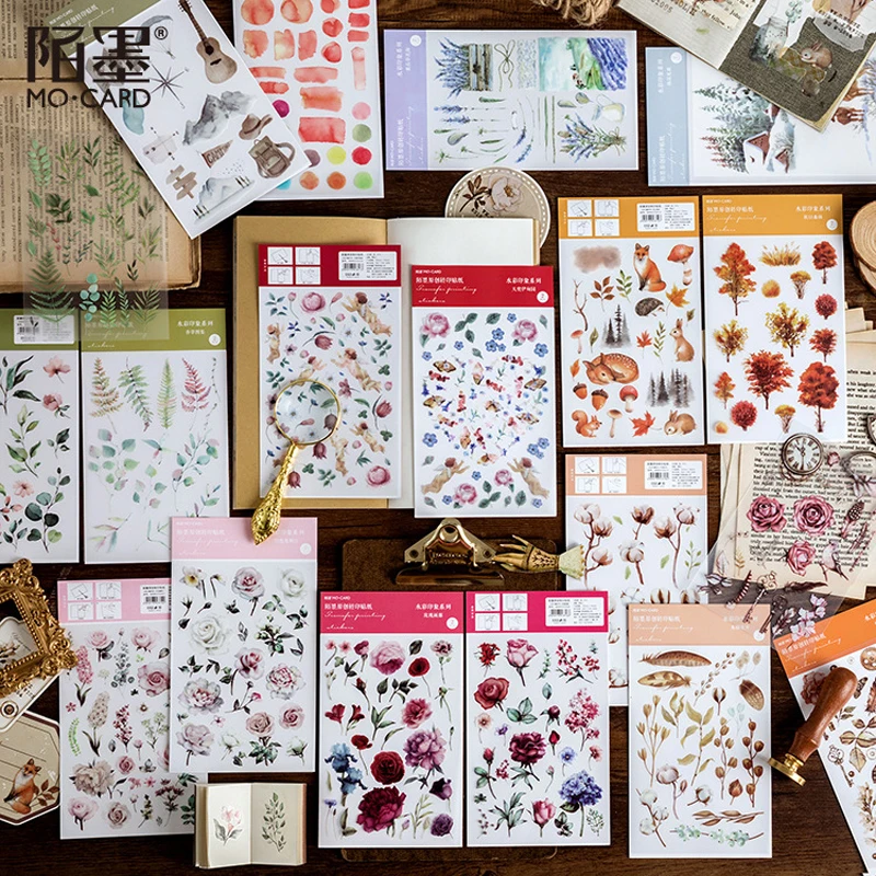 Watercolor impression series Decorative PVC Stickers Scrapbooking Stick ...