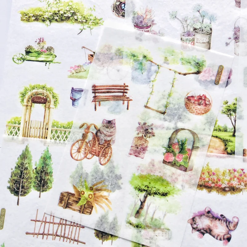6 Sheets/pack Green Grass Garden Life Diy Paper Stickers Decoration For ...
