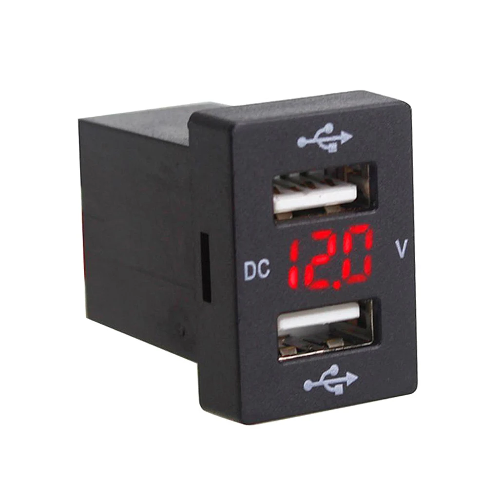 Mobil USB Charger Soket Power Outlet + Merah LED Display Voltmeter ...