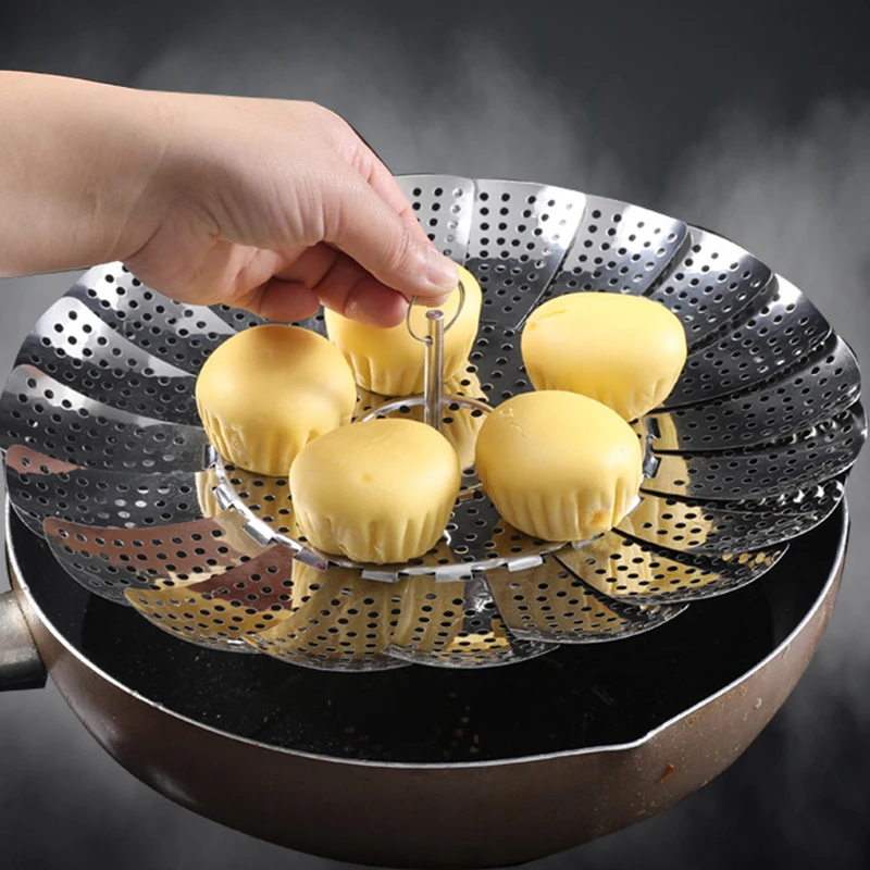 Expandable Foldable Steamer Stainless Steel Vegetable Steamers Fruit ...
