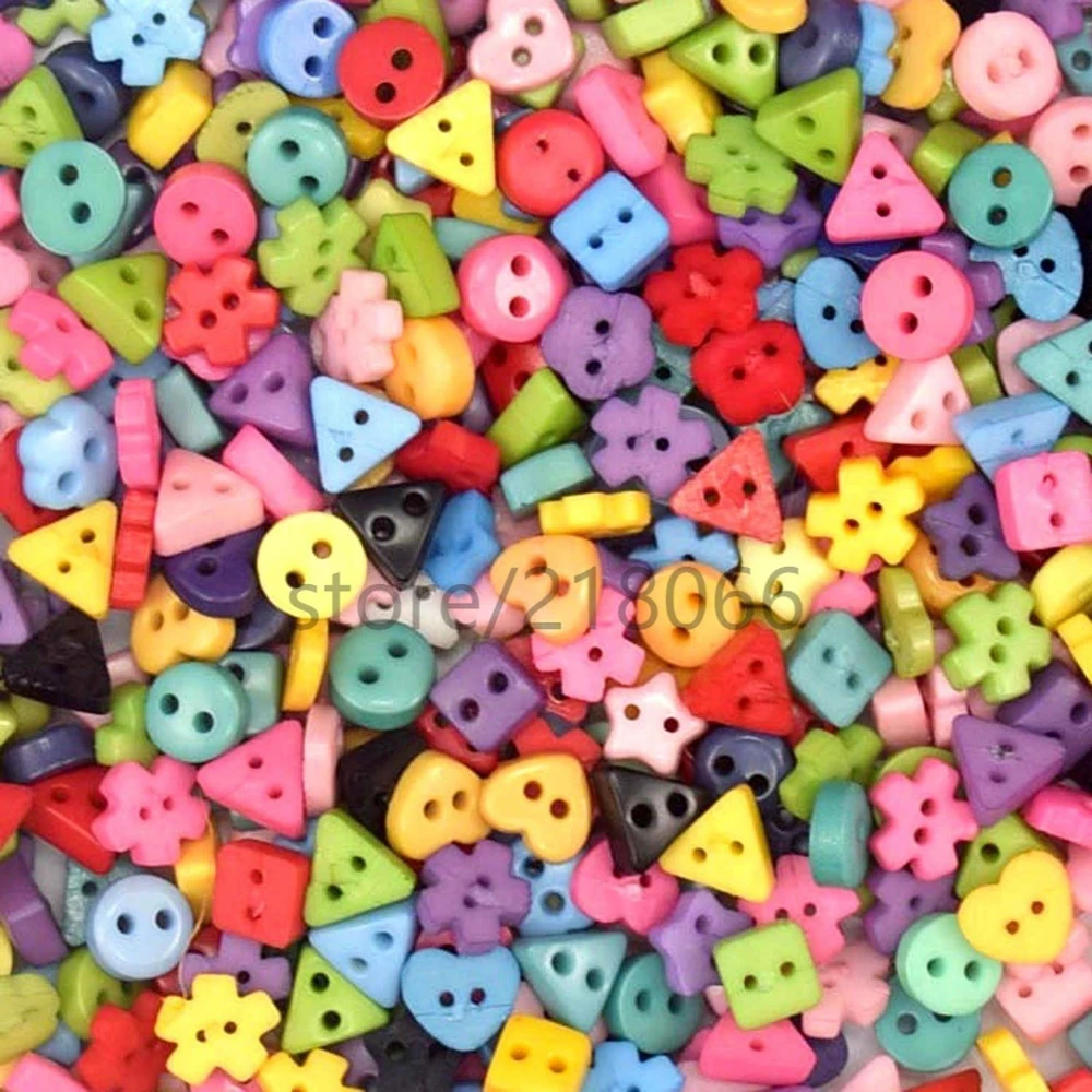 Suoja 100/300pcs/lot Assorted Colors Shapes Tiny 6mm Resin Button 2 ...