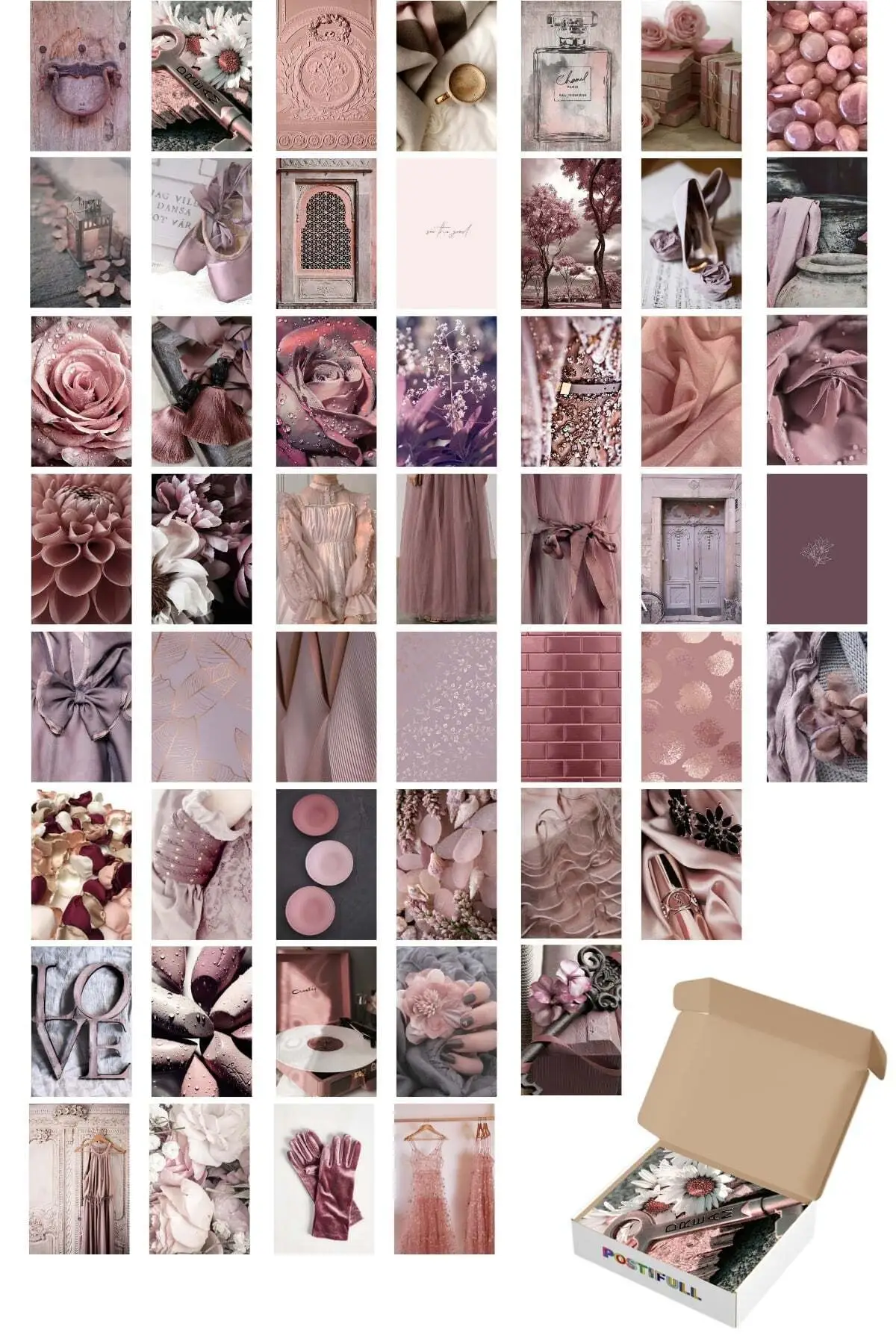 Purple Wall Poster Collage Set 50 Pcs Plain Purple Color Themed Poster ...