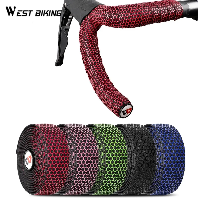 West Biking 자전거 핸들 바 테이프 도로 자전거 미끄럼 방지 실리카 젤 Eva 충격 흡수 핸들 바 테이프 사이클링 랩 엔드 플러그자전거 손잡이