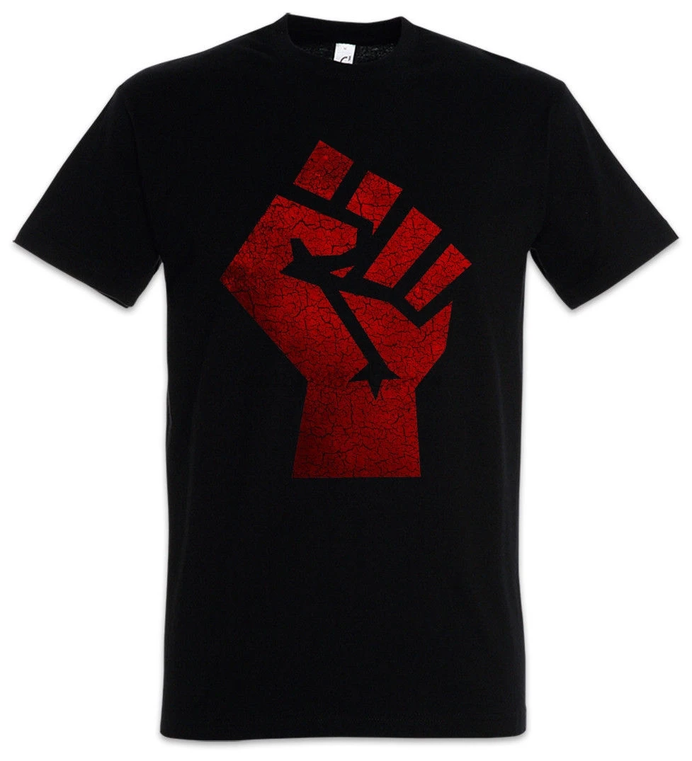 Raised Fist T Shirt Red Clenched Salute Socialism Communism Symbol Sign ...
