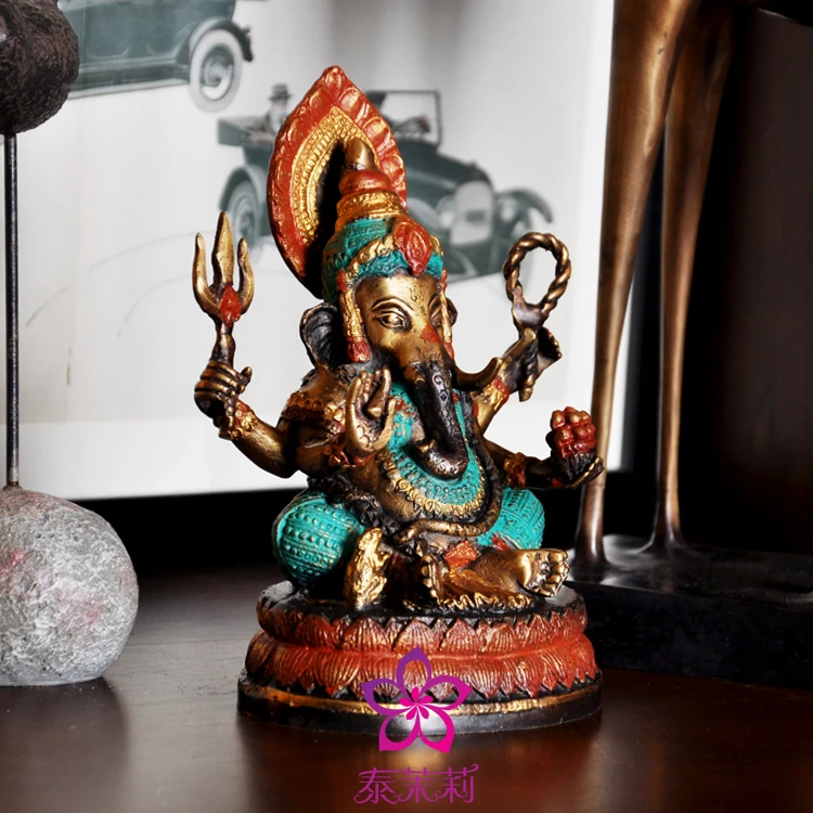 Tibetan God With Elephant Trunk And Sword Gift Figure