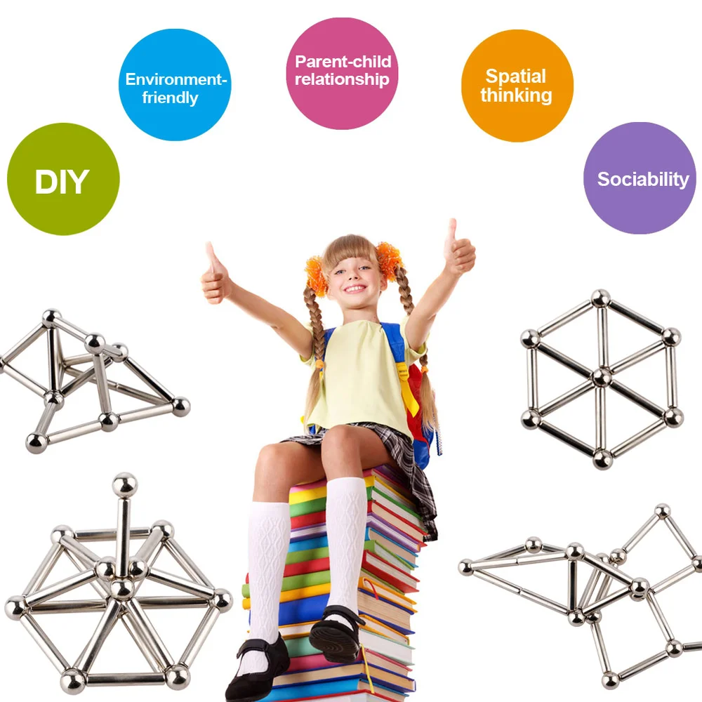 Metal Magnets Cube Magic Building Blocks Children Educational Puzzle ...