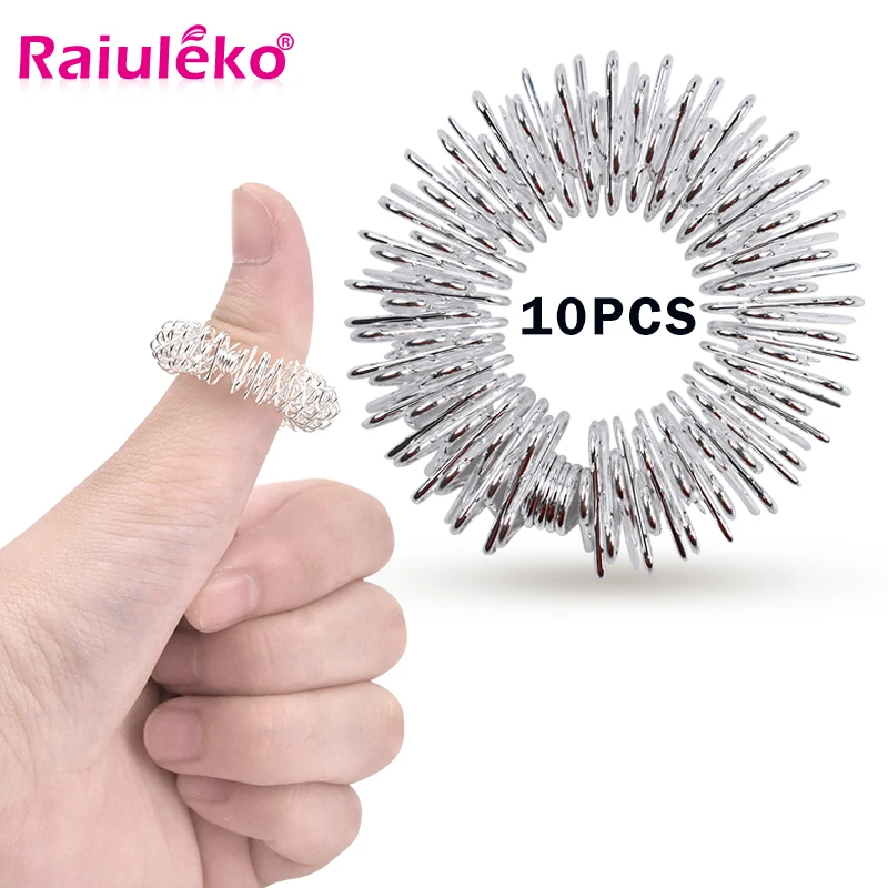 10pcs-Set-Stainless-Steel-Finger-Massage-Ring-Acupuncture-Ring-Therapy ...