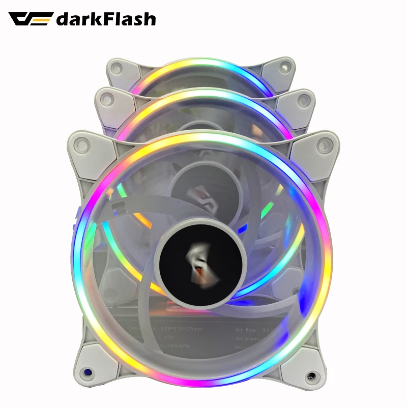 DarkFlash D1 120mm PC Computer rainbow LED fan 12cm 4pin Desktop PC ...
