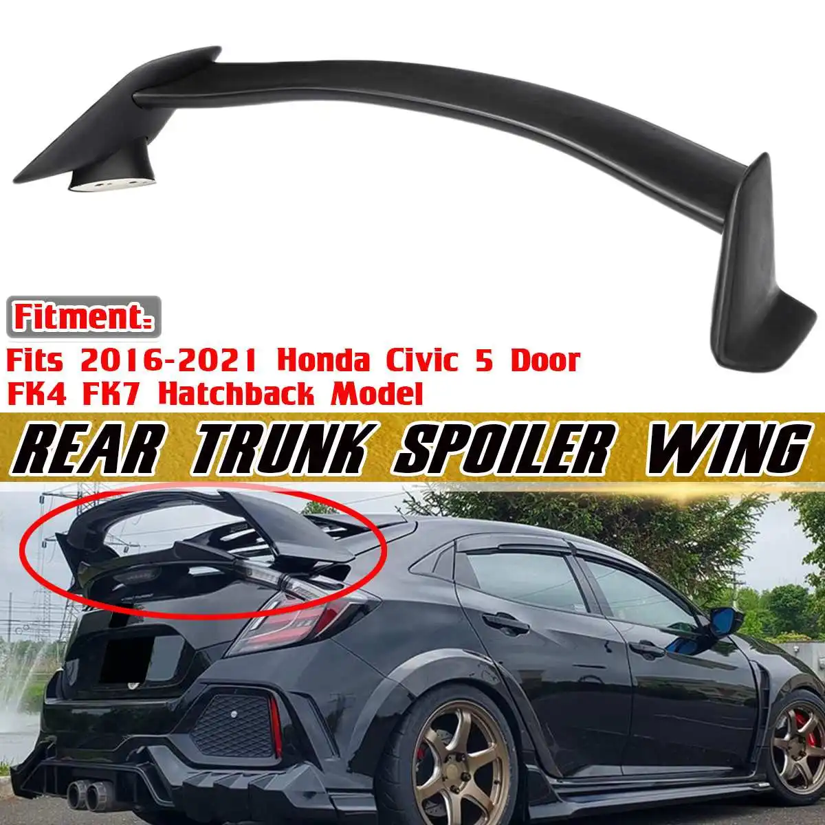 New Car Rear Spoiler Wing Lip Extension Rear Trunk Tail Wing Spoiler Lip For Honda Civic 5 Door ...
