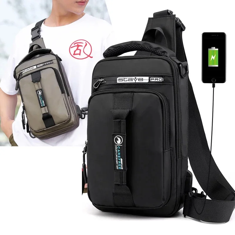 Chest Bag Men Waterproof Usb | Mens Bag Usb Crossbody Bags | Bag Chest ...