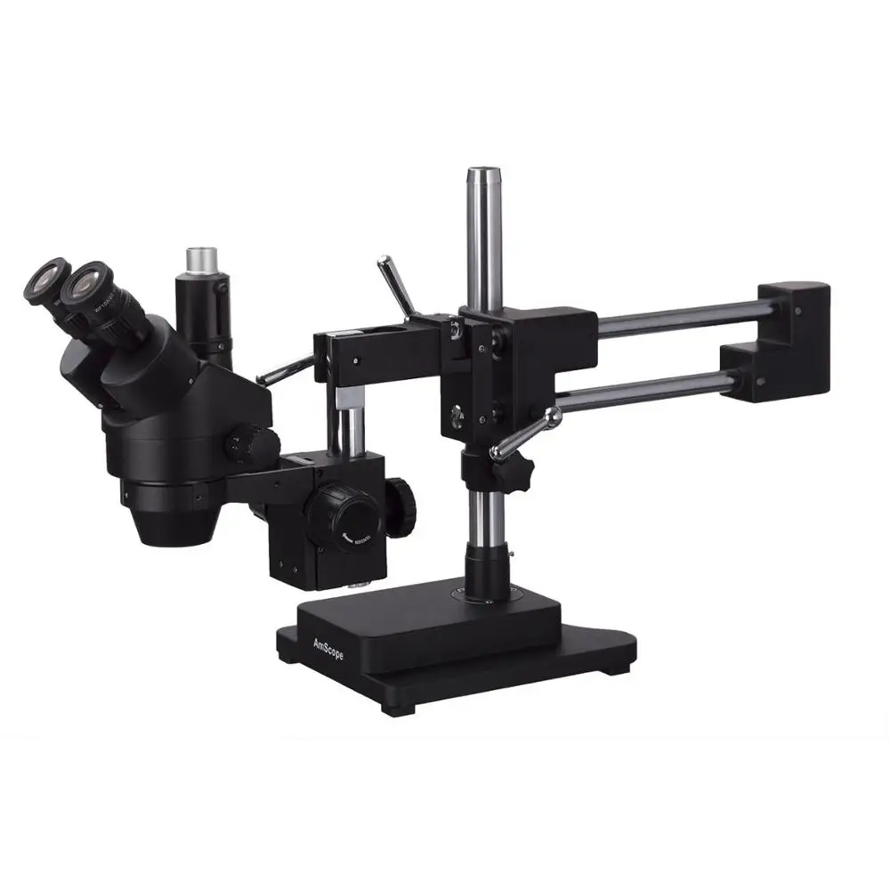 Amscope 7x-45x Trinocular Stereo Zoom Microscope With Black Double Arm ...