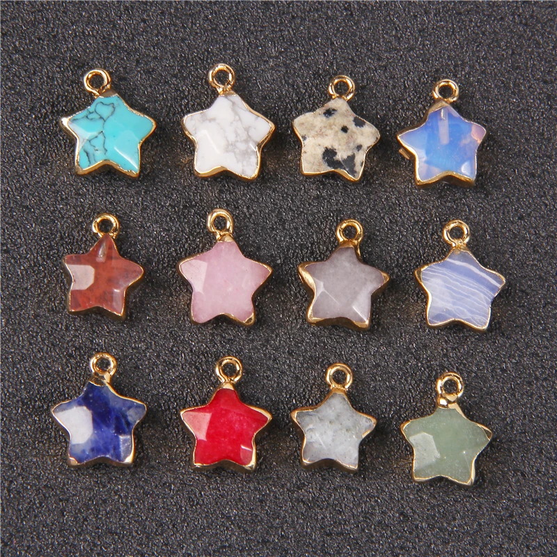 Star Shape Natural Stone Charms Agates Pentacle Star Gem Crystal ...