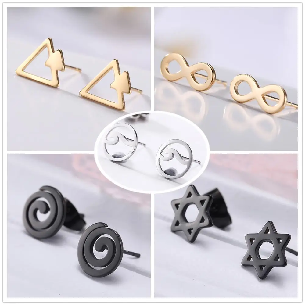 Stainless Steel Earring Jewelry | Triangle Earrings Black Simple ...