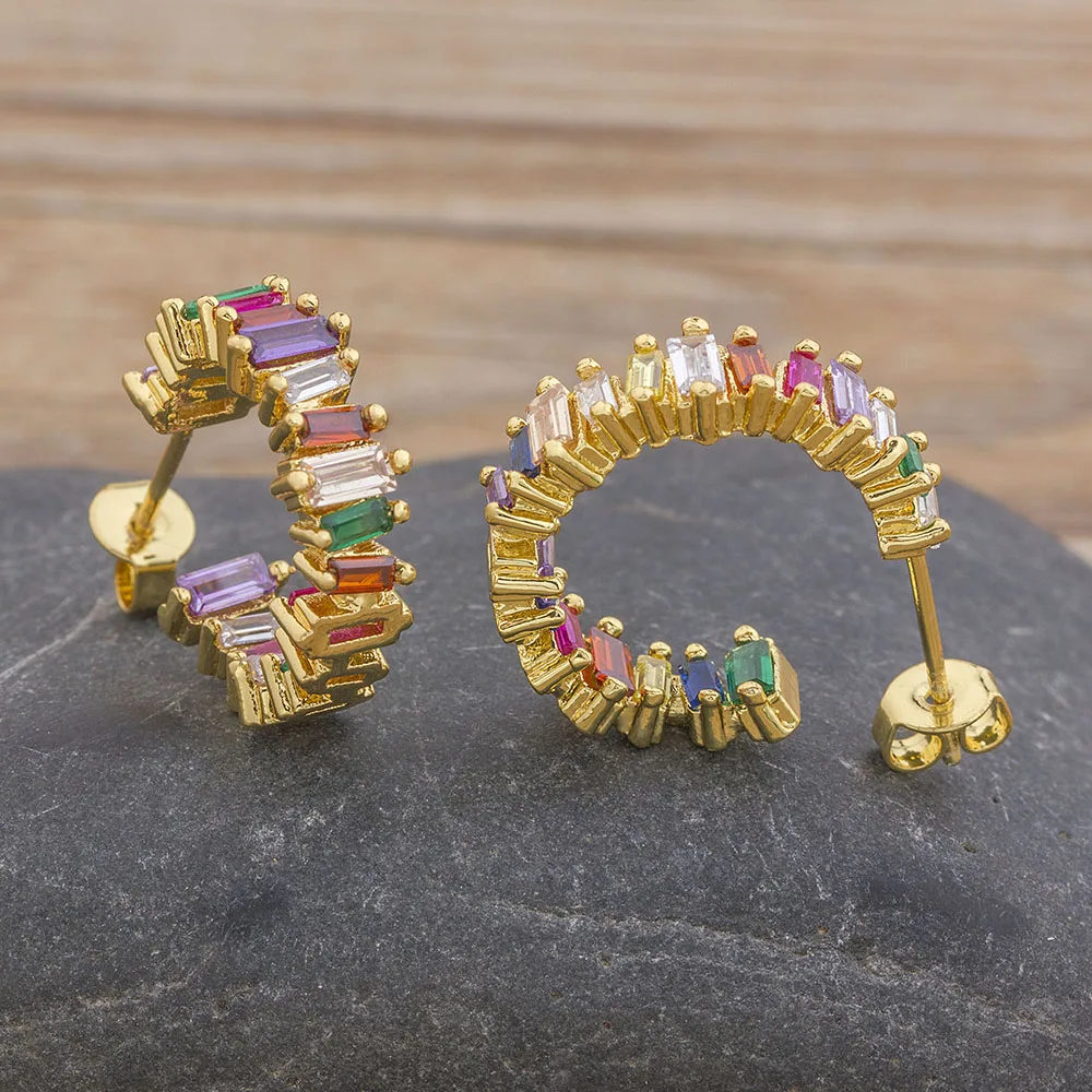 Rainbow cubic zirconia earrings store