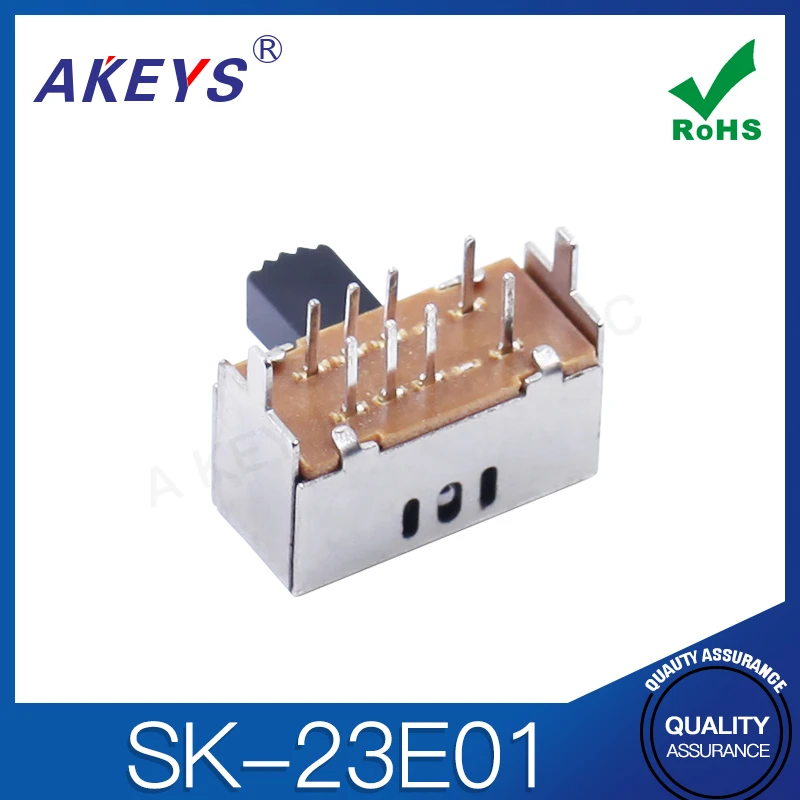 Sk-23E01 2P3T Kettős Pólusú Három Dobás Fogantyú Magassága 9.0Mm-Es Csúszdaváltó Oldalsó ...