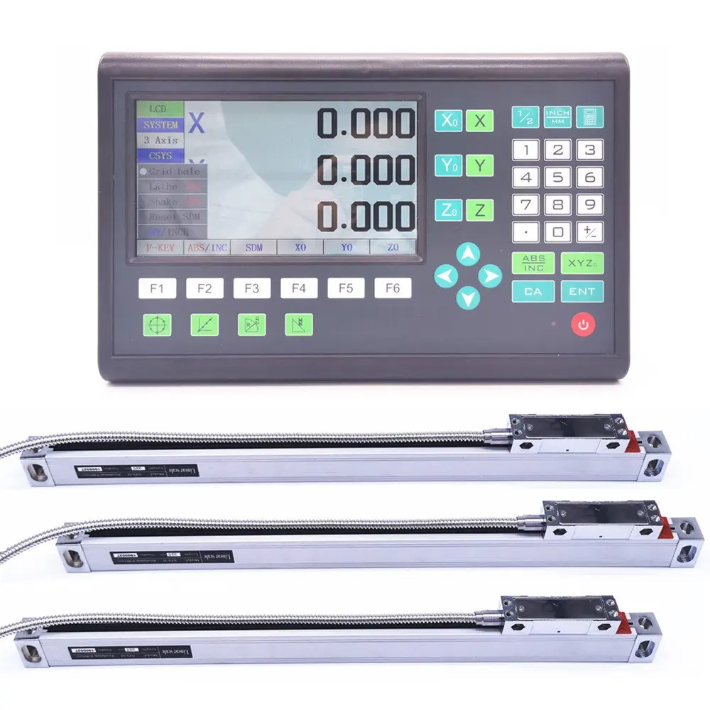 Pantalla LCD de 3 ejes, lectura Digital DRO y 3 piezas, codificador de escala de vidrio lineal ...