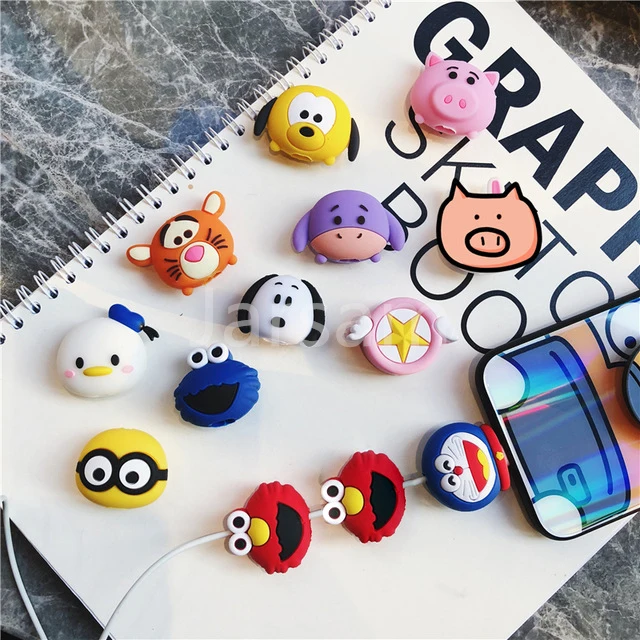 Cartoon Protector Cable Cord Saver Cover Coque For iPhone 8 Plus 4 4S 5 ...