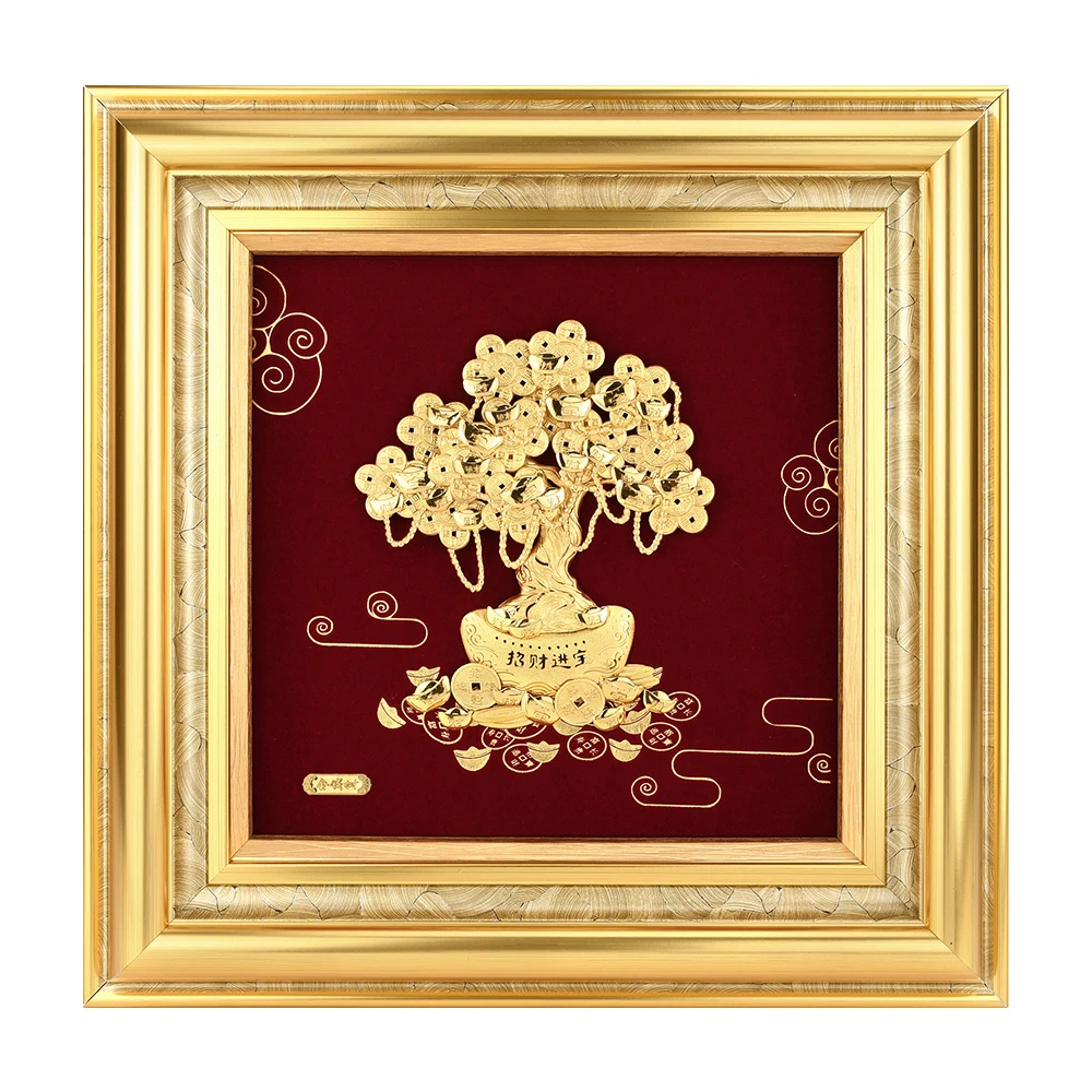 Gold Leaves Money Tree Gold Foil Painting Tree Of Life Fortune Tree ...