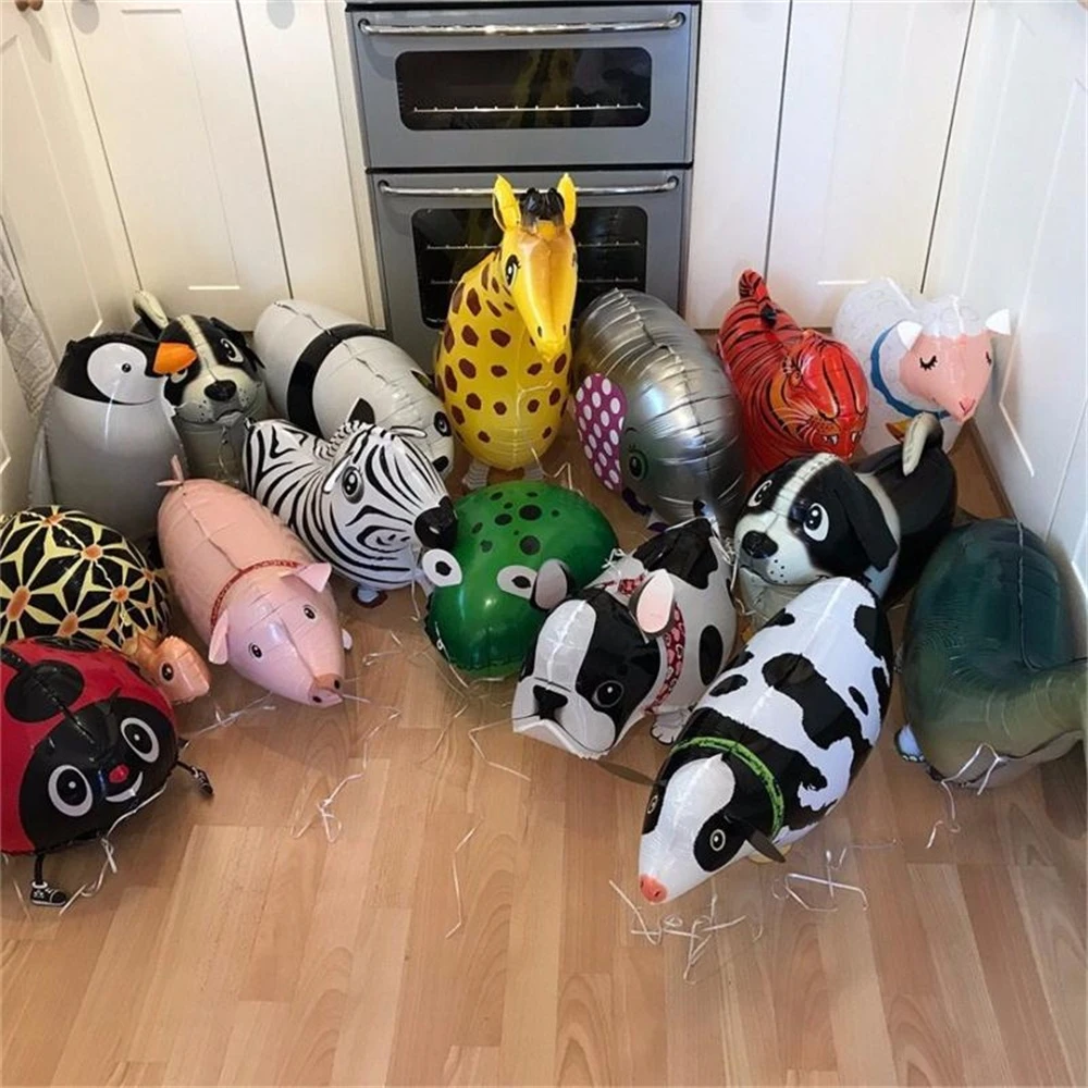 Mixes Walking Animal HELIUM Balloons Cute Cat Dog Panda Dinosaur Tiger ...