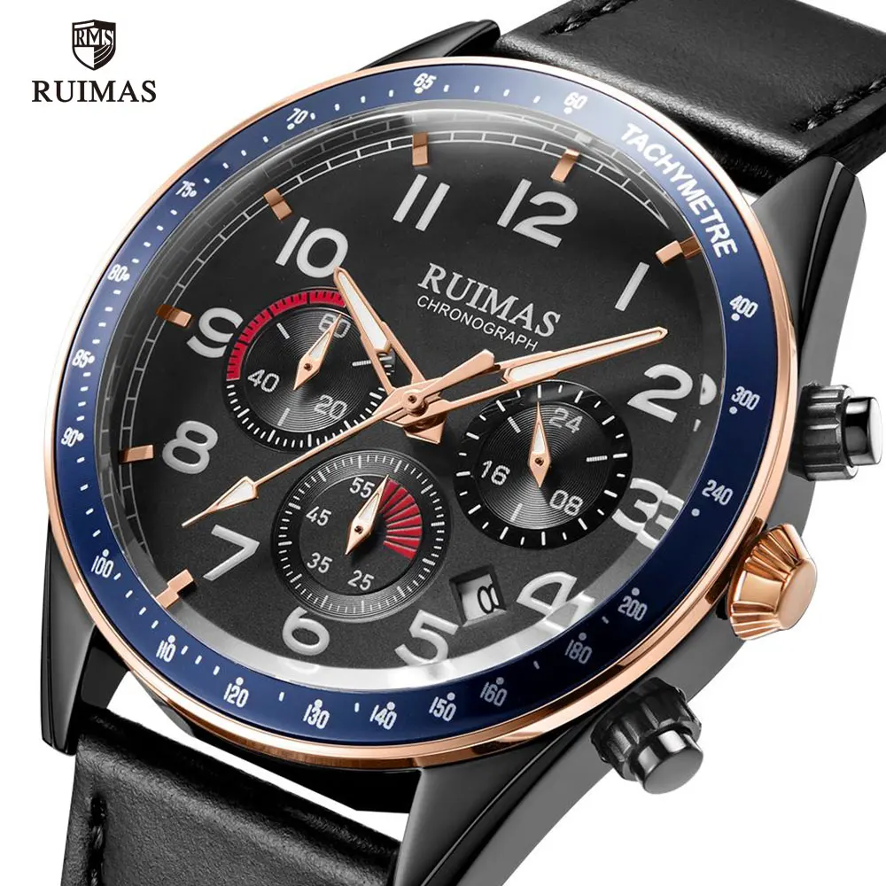 RUIMAS reloj analógico con correa de cuero para hombre, accesorio de ...