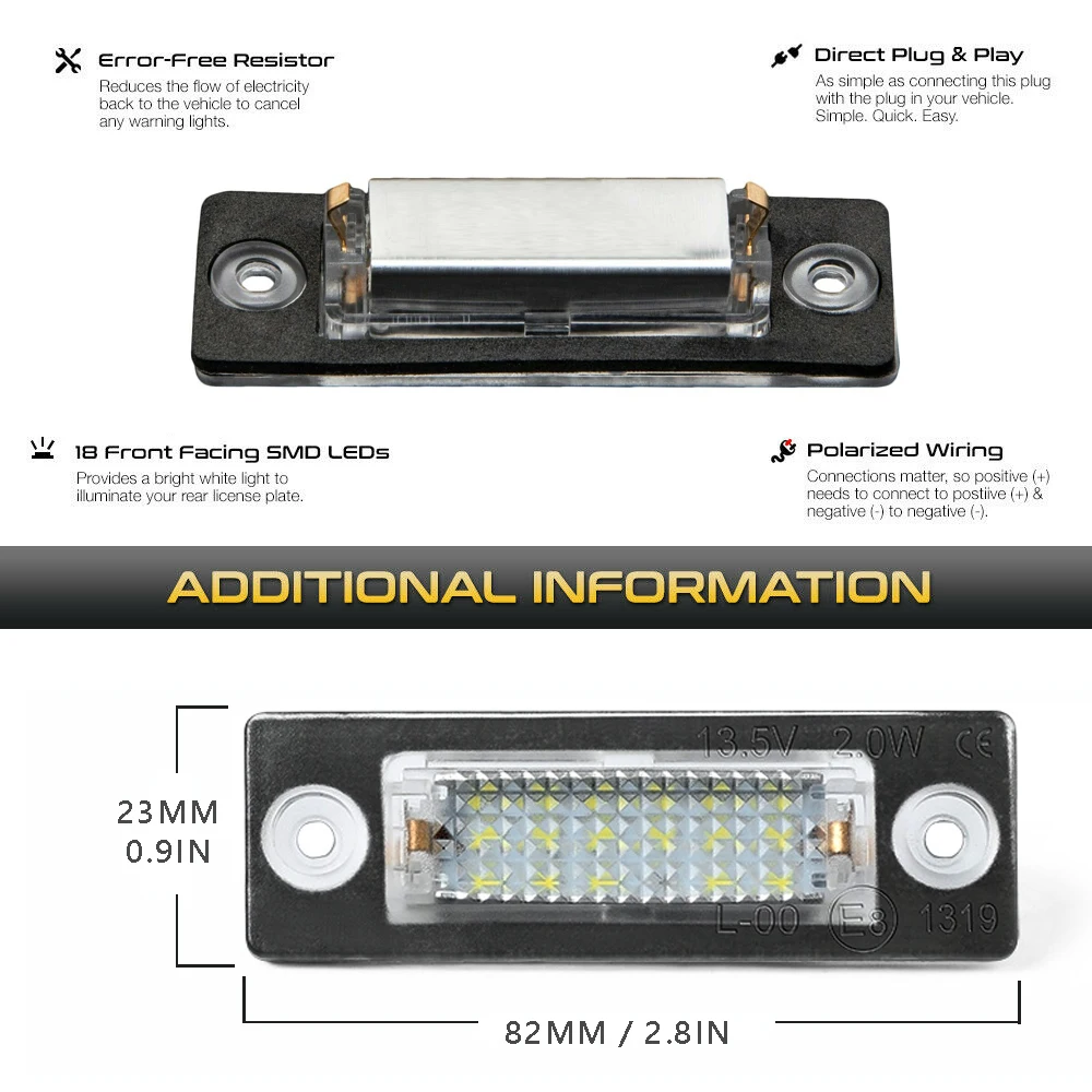 LED License Number Plate Light Lamps For VW Passat B5.5 B6 Caddy MK3 ...