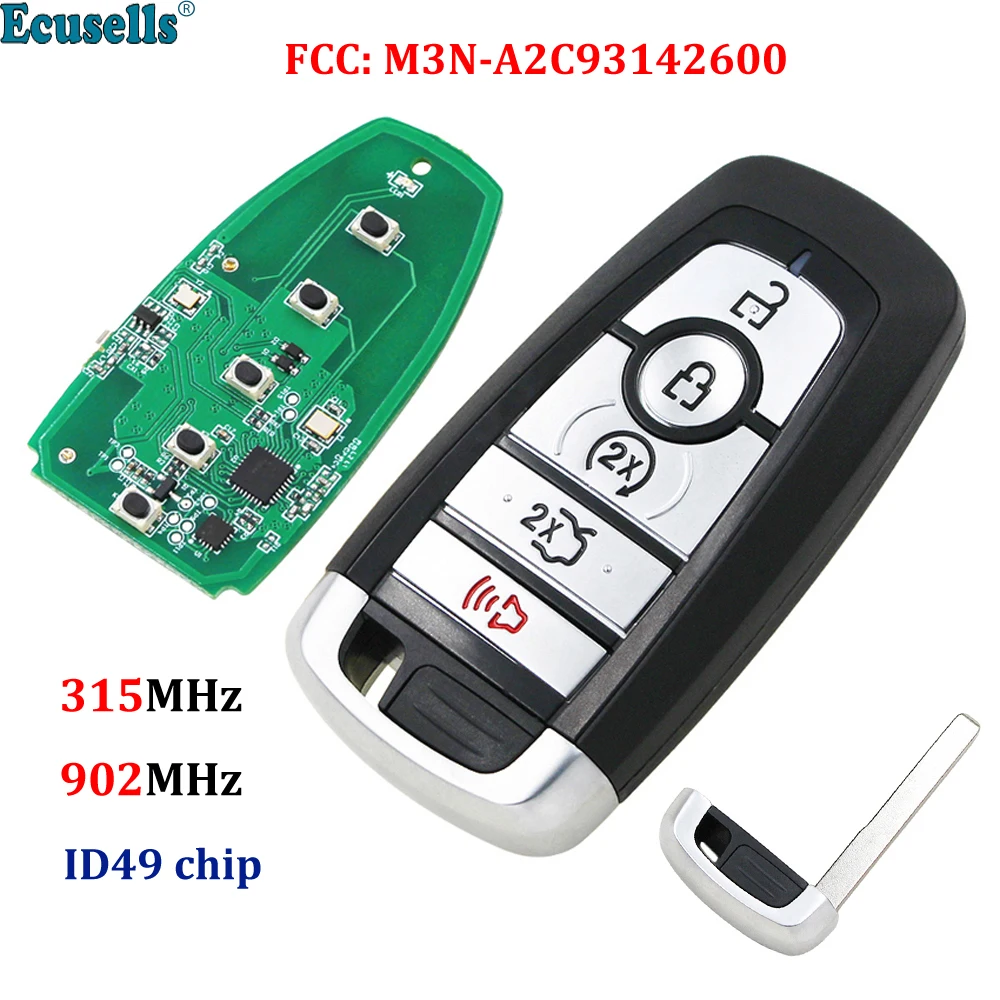 5 Button Smart Remote Key 902mhz 315mhz For Ford Edge Fusion 2017 2018 ...