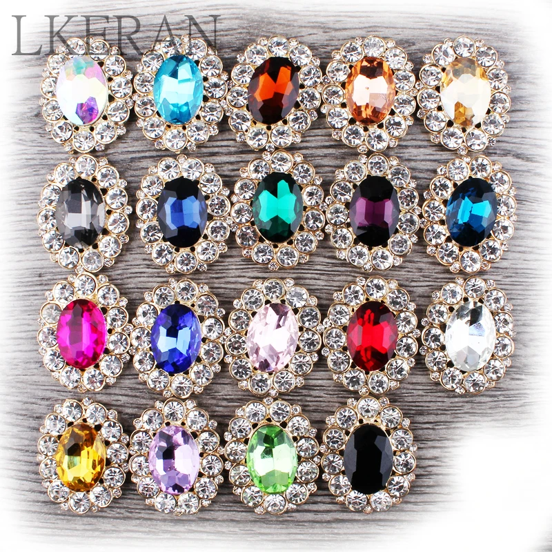 10Pcs-Lot-25mm-31mm-New-Diamond-Golden-Alloy-Buttons-Flatback ...